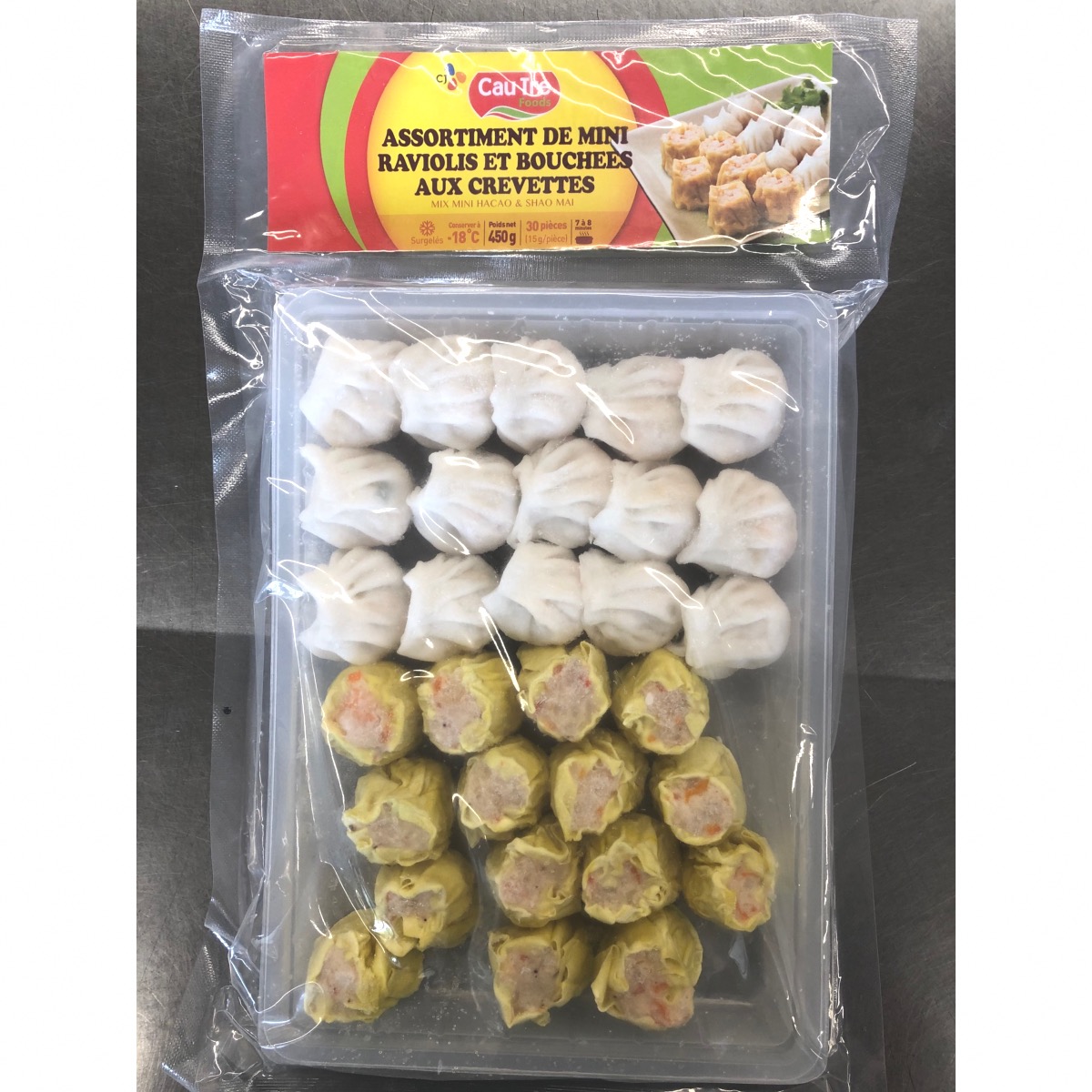 ASSORTIMENT DE MINI RAVIOLIS ET BOUCHÉES AUX CREVETTES 450G